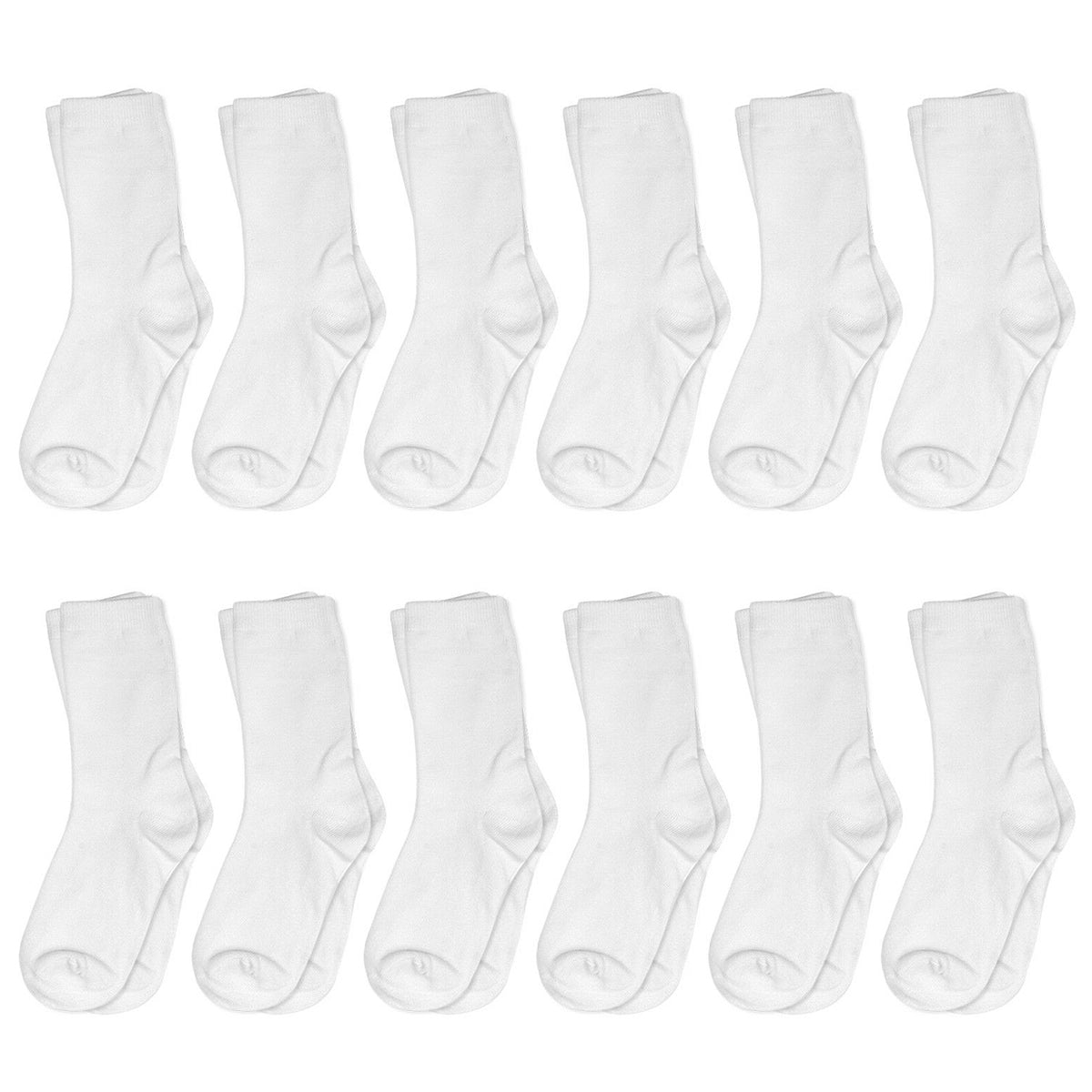 12-Pack White Boy & Girl Kids Cotton Crew Socks – Falari