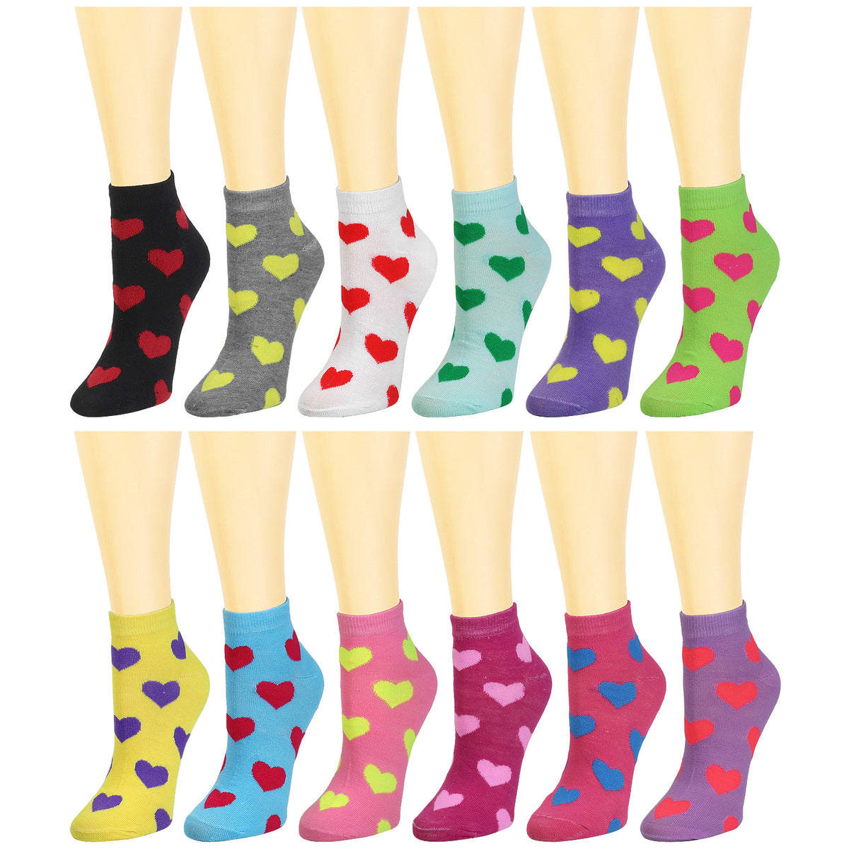 12-Pack Heart Women's Ankle Socks – Falari